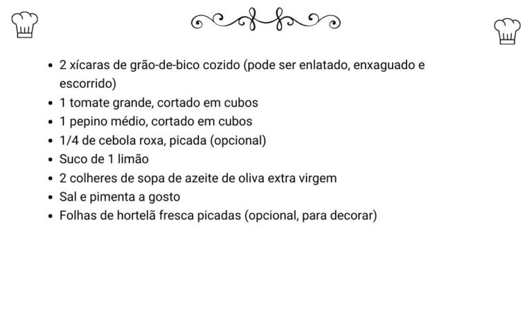 Receita Salada de Grão de Bico Receita Salada de Grão de Bico